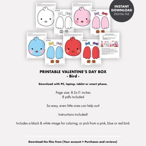 Bird VALENTINE'S DAY BOX Printable Diy Kids Classroom Party Class Party ...