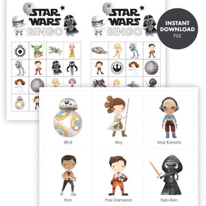 STAR WARS Bingo Game Kids Birthday Party Instant Download Printable ...