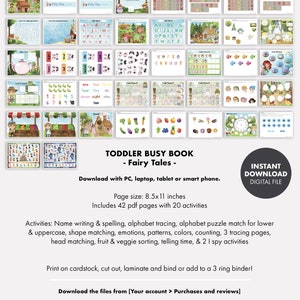 Personalized TODDLER BUSY BOOK Bundle Fairy Tales Printable Preschool ...
