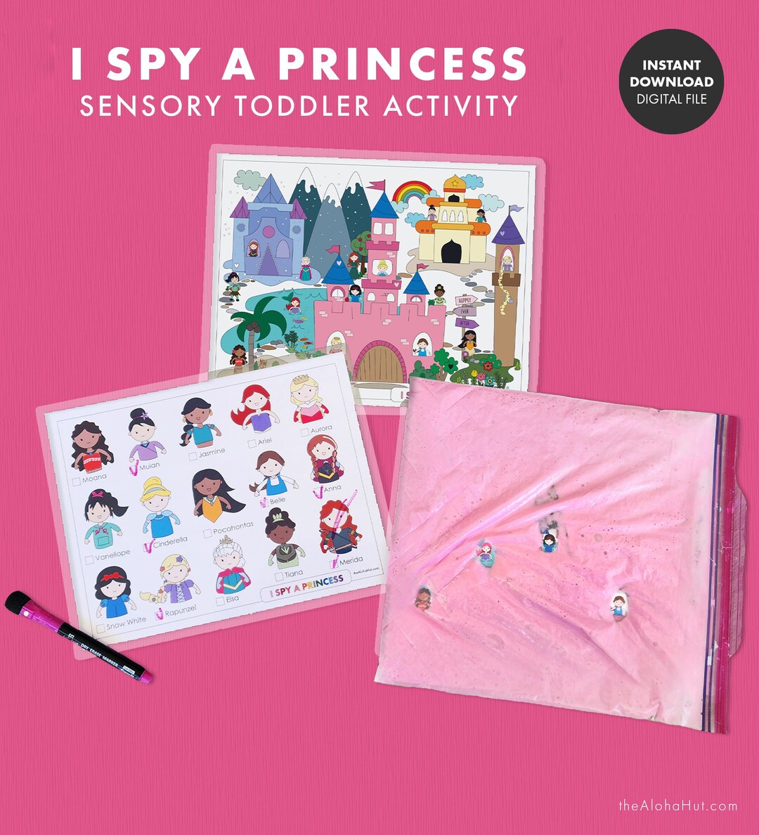 I SPY a PRINCESS Toddler Sensory Play Activity Educational Worksheets ...