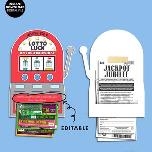 Editable LOTTERY BIRTHDAY Card Printable Money Holder Lotto Ticket ...