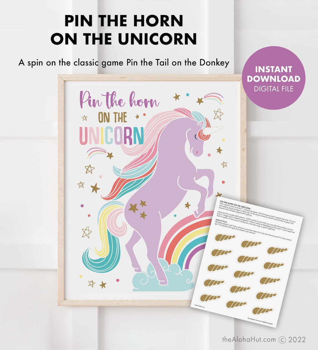 UNICORN Kids Birthday Party Pin the Tail Game Party Games Printable ...