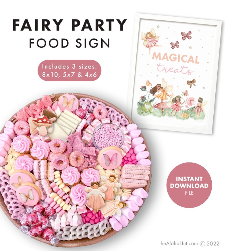 FAIRY Party FOOD SIGN Kids Birthday Party Decorations Decor - Etsy