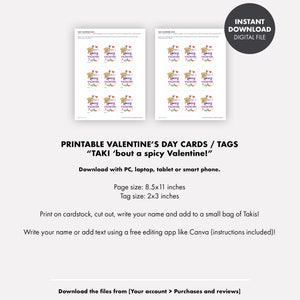 TAKIS VALENTINE Printable Valentine's Day Cards Kids Classroom Party ...