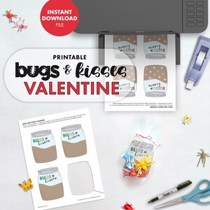 Bugs & Kisses PRINTABLE VALENTINE Valentine's Day Kids Party Classroom ...