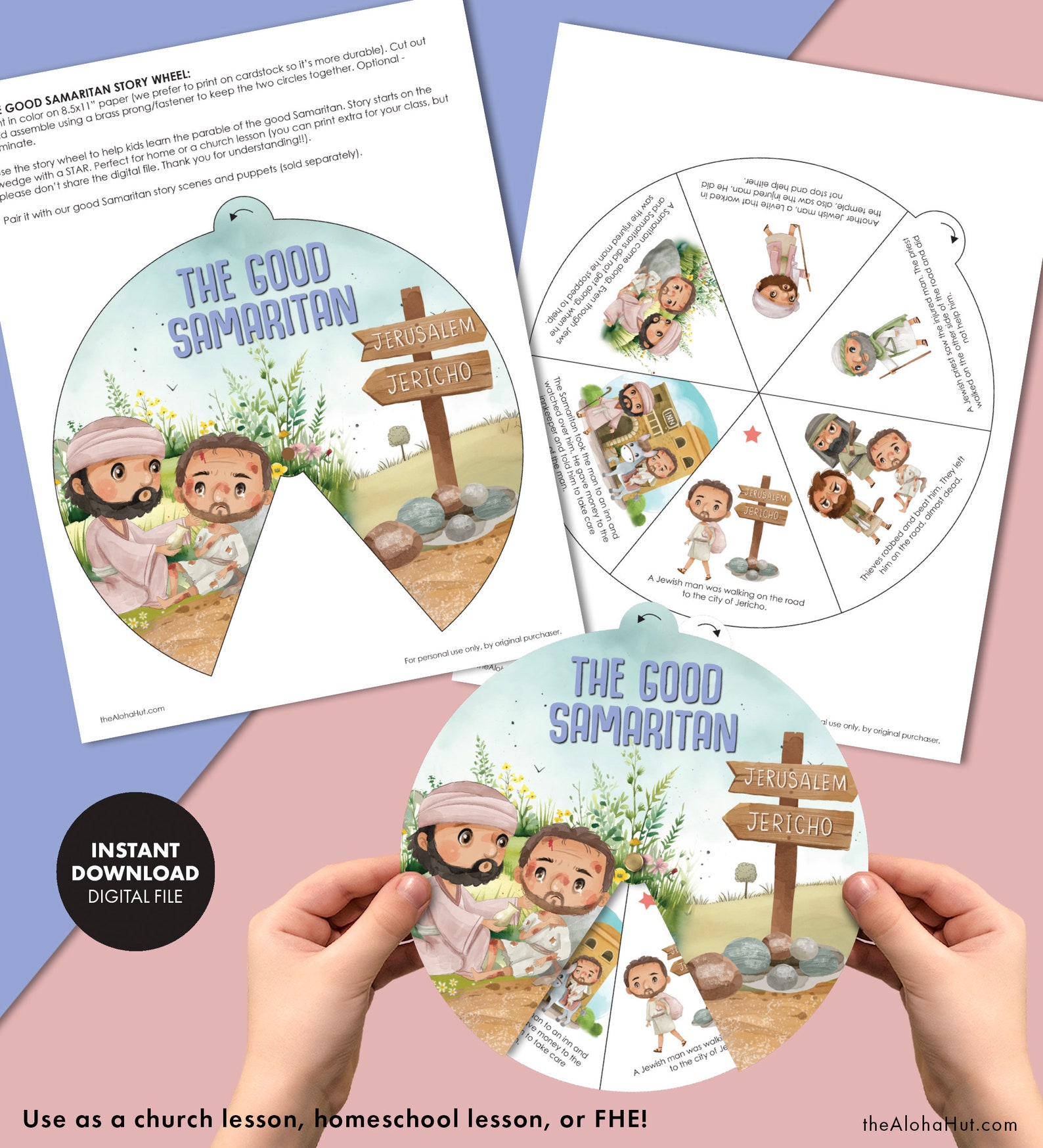 The GOOD SAMARITAN Story Wheel PRINTABLE Lesson Kids Activity Religious ...