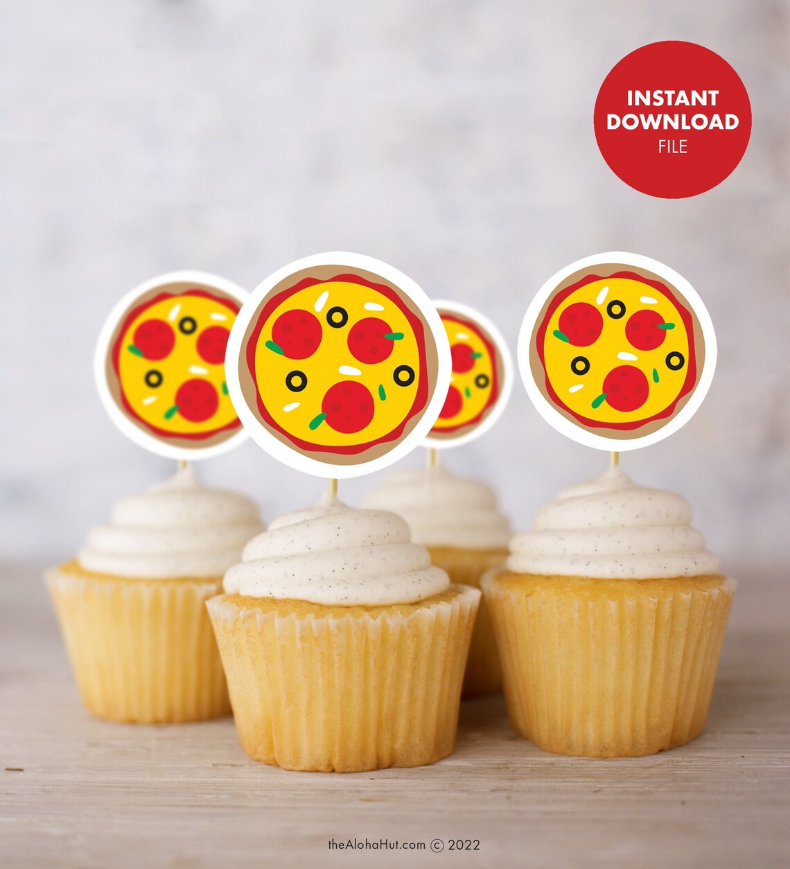 PIZZA Cupcake Cake Toppers Digital Download Printable Party - Etsy