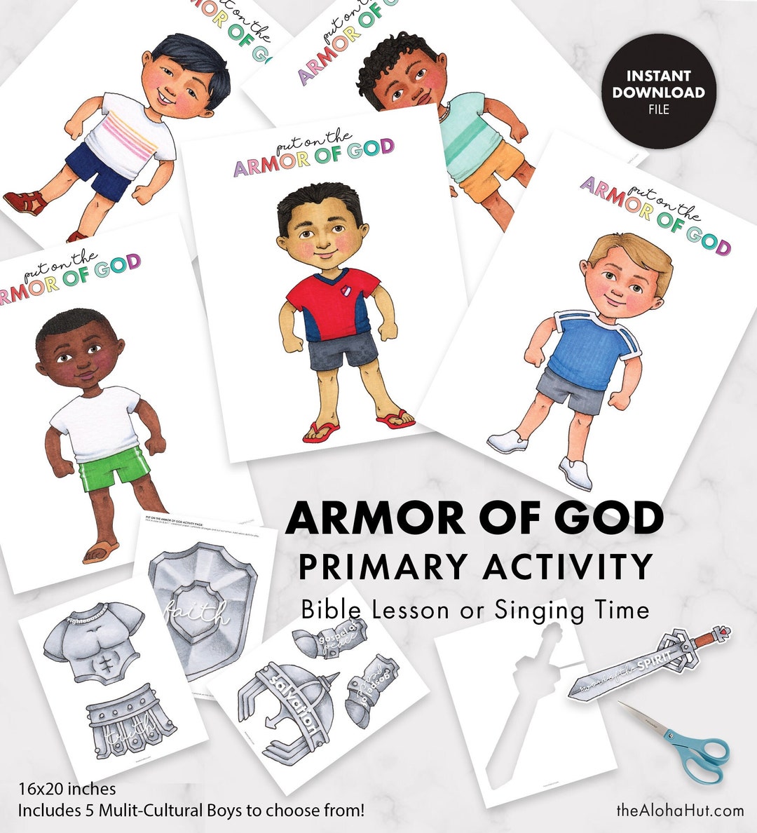 Boy ARMOR OF GOD Singing Time Game Printable Activity Religious ...