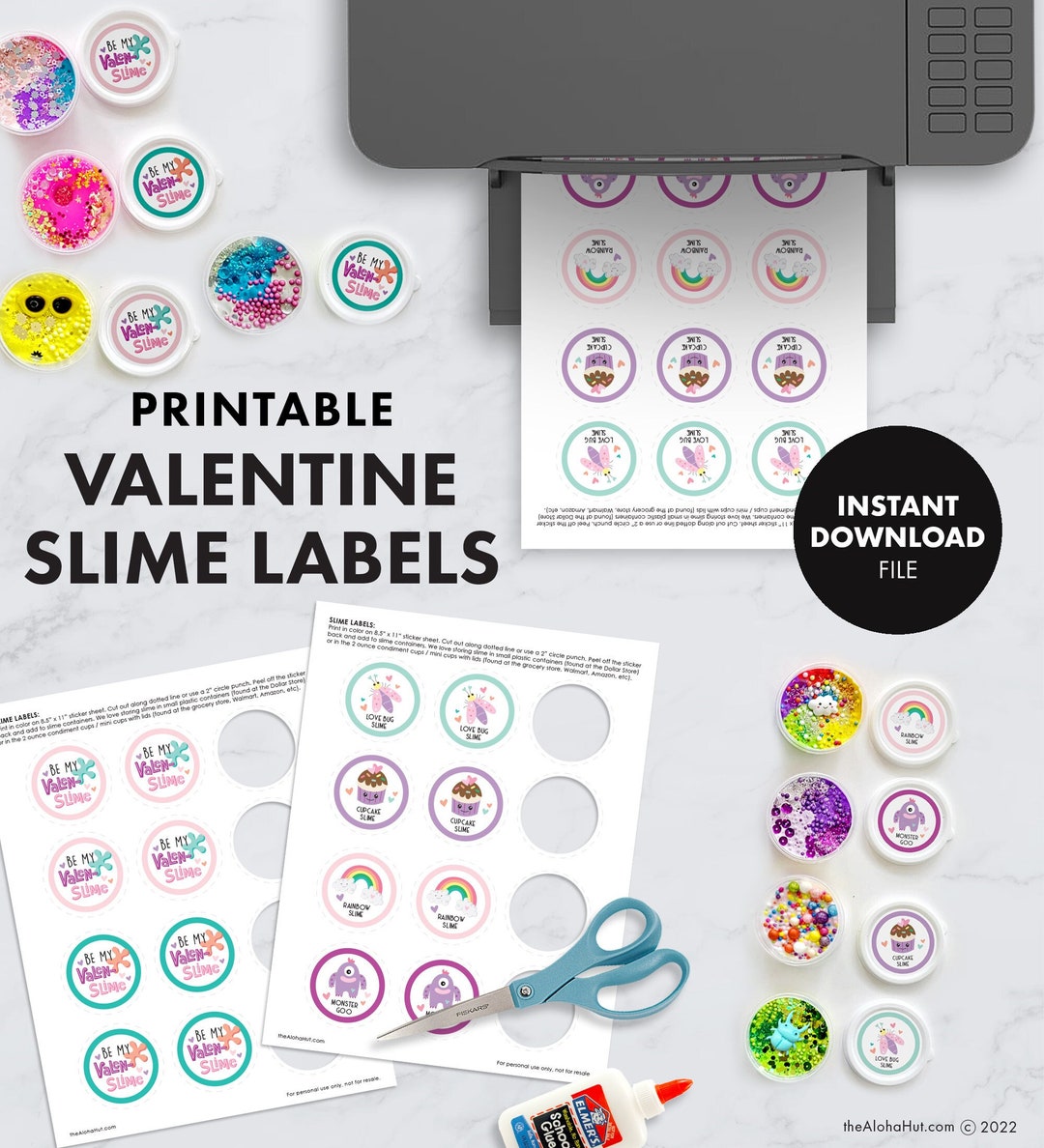 Slime PRINTABLE Non-candy VALENTINE Label Valentine's Day Kids Party ...