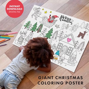 GIANT CHRISTMAS Coloring Poster or Table Cover School Party Preschool ...