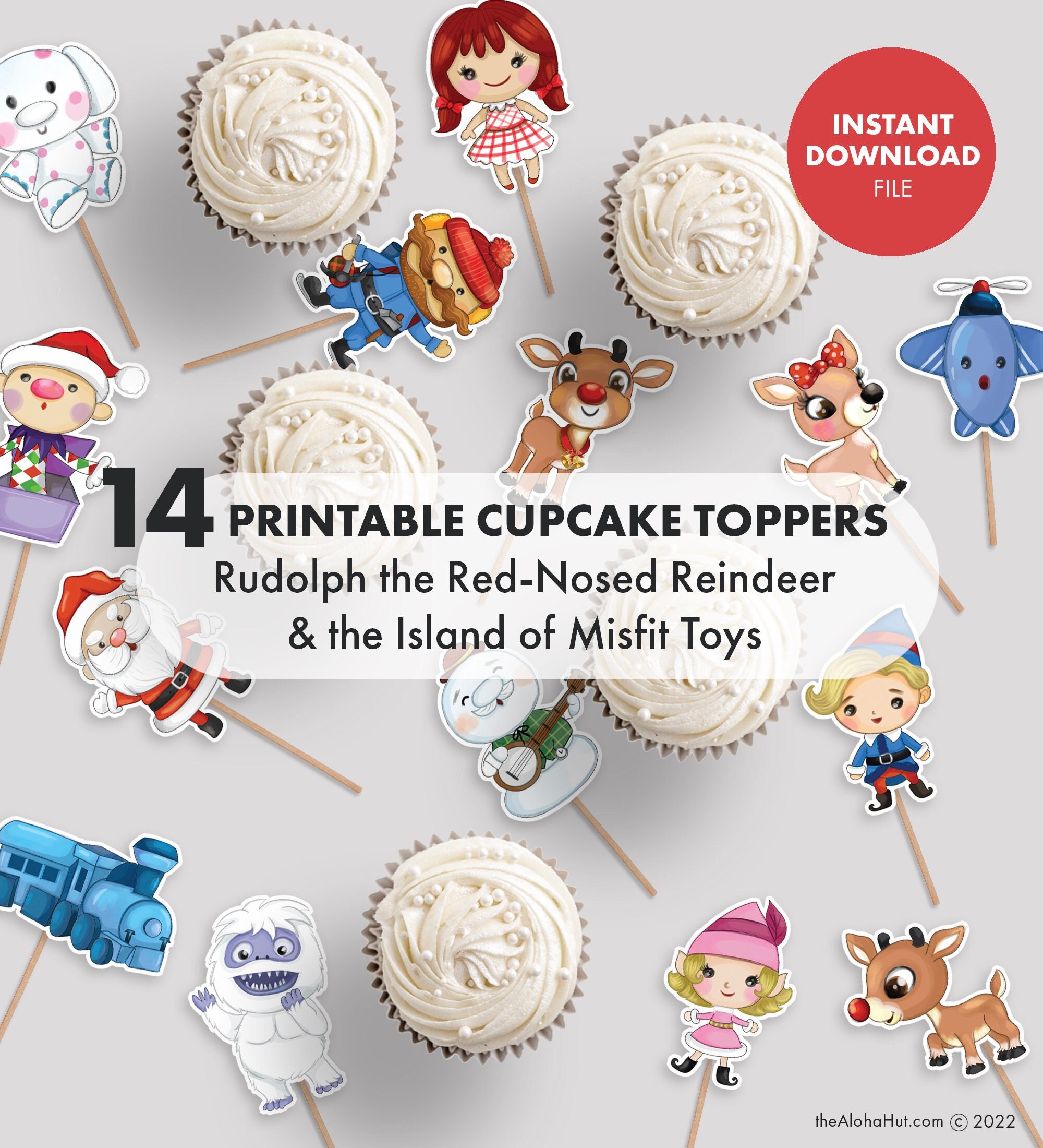 RUDOLPH CHRISTMAS Cupcake Toppers Cake Topper Printable Party - Etsy