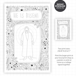 Giant EASTER RESURRECTION Coloring Poster Kids Activity Easter Activity ...