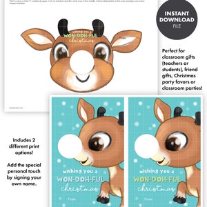 PLAY DOH Christmas Classroom Gift RUDOLPH Printable Kids School Party ...