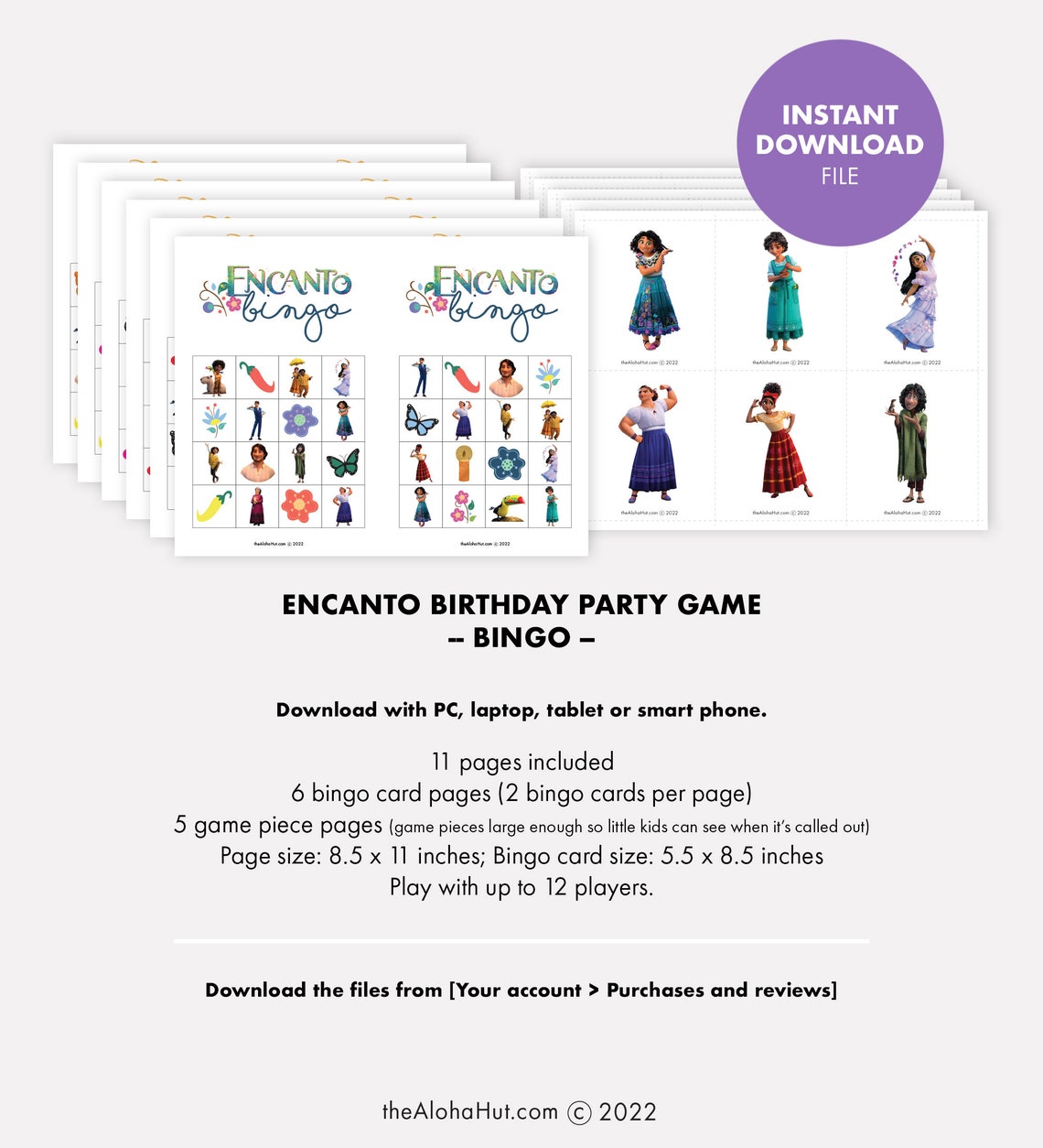 ENCANTO Kids Birthday Party BINGO GAME Instant Download - Etsy