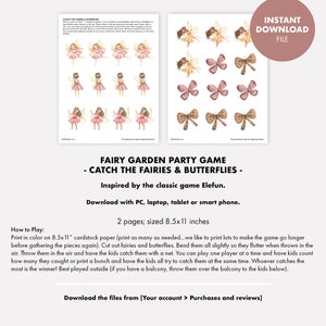 FAIRY Party Game CATCH the FAIRIES Kids Birthday Printable Girls ...