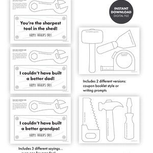 TOOLBOX FATHER'S DAY Gift Coupon Booklet Card Kids Craft Art ...
