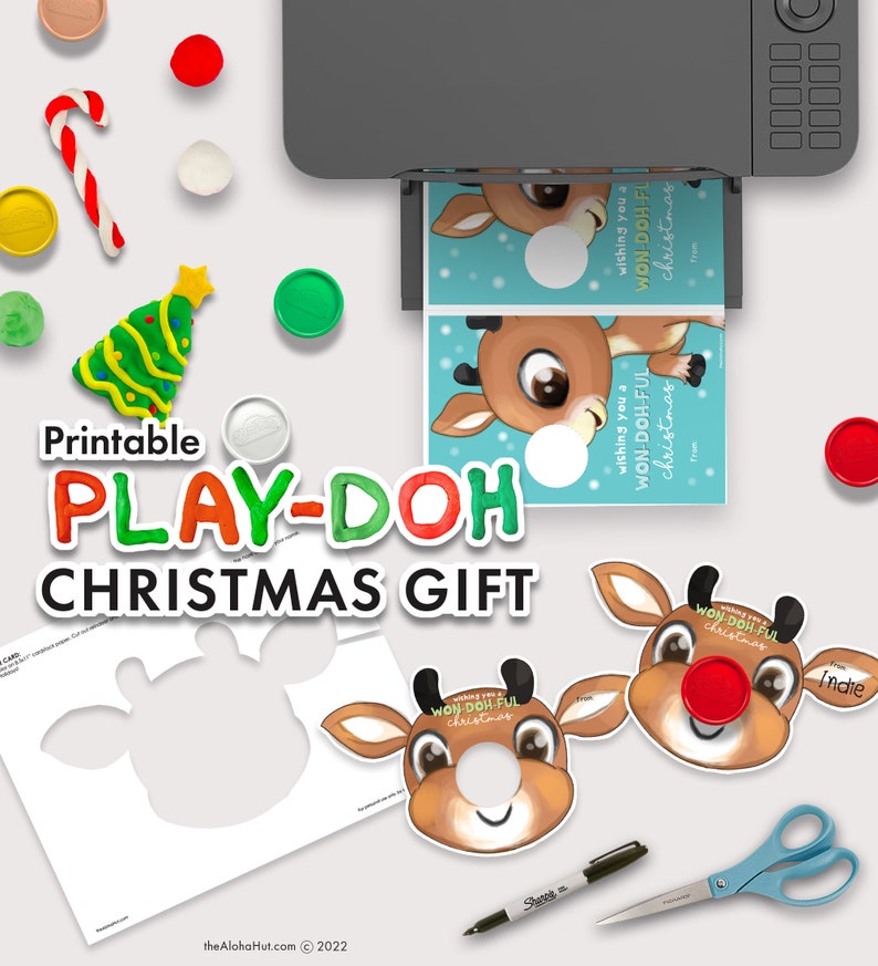 PLAY DOH Christmas Classroom Gift RUDOLPH Printable Kids - Etsy