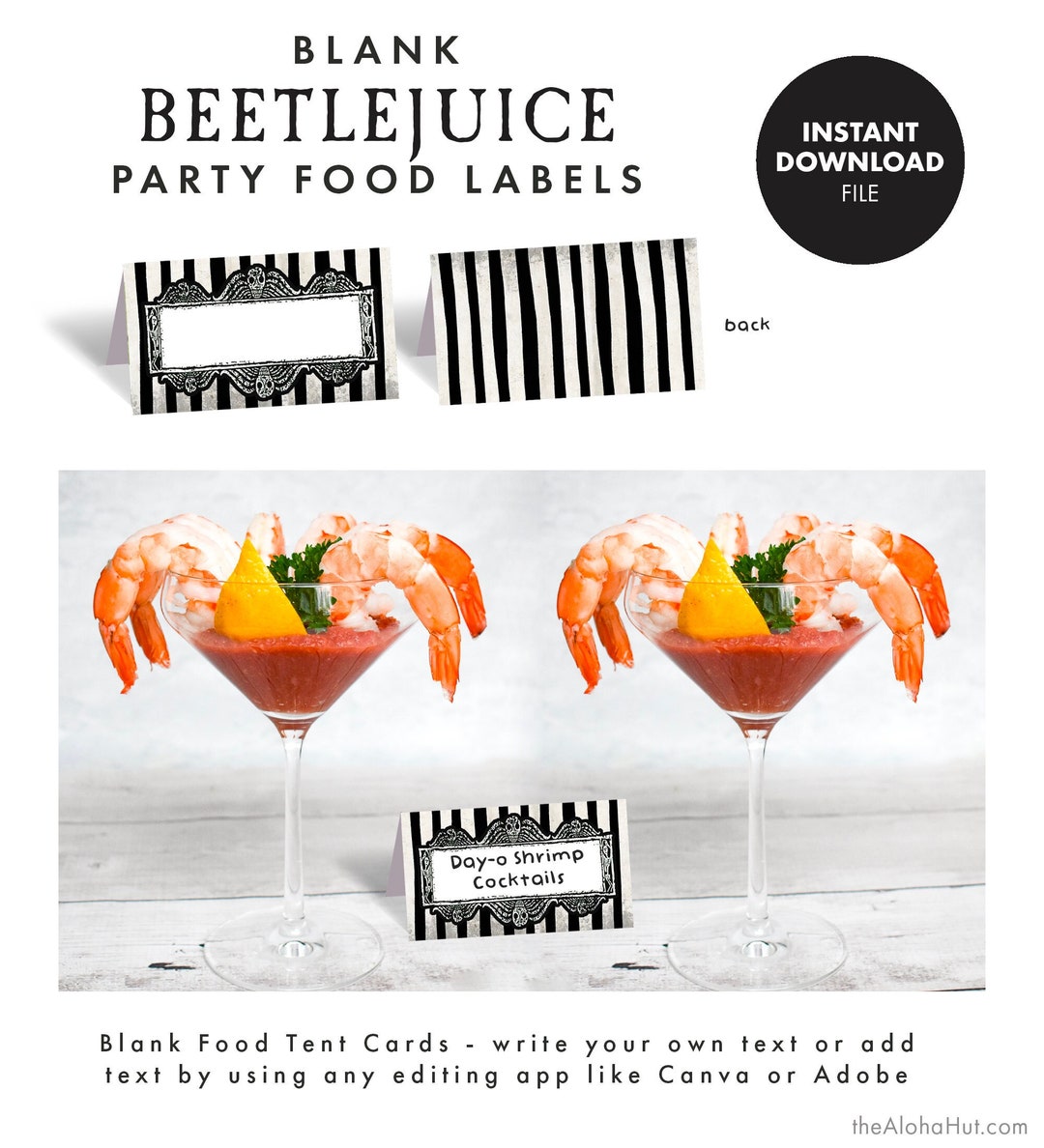 BEETLEJUICE Inspired Party Food Labels Tent Cards Halloween Decorations ...