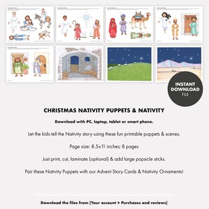 CHRISTMAS NATIVITY Puppets & Scenes Kids Activity Bible Church ...