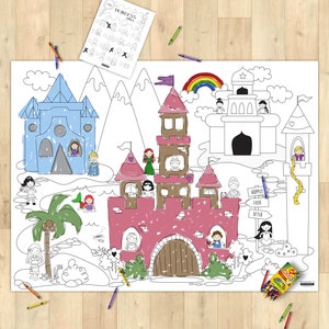 Giant PRINCESS Coloring Poster Kids Activity Pages Printable Decor Sign ...