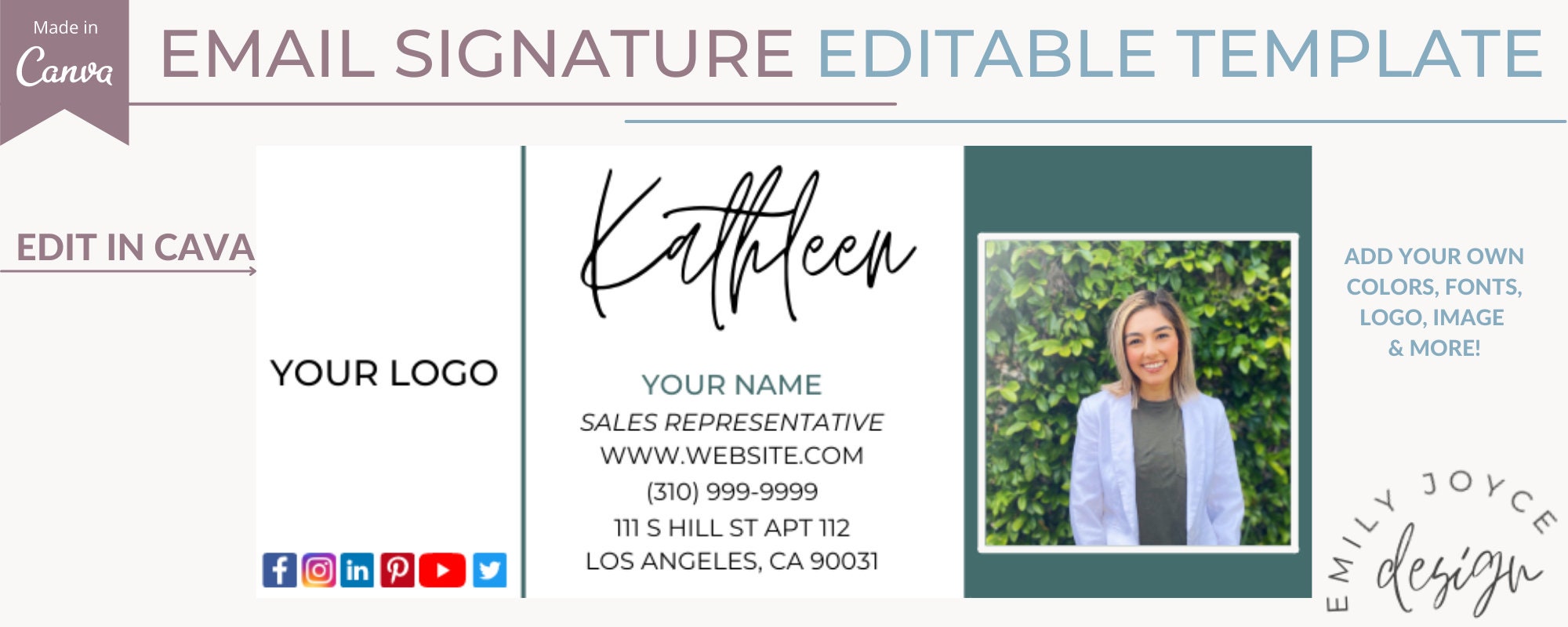 Email Signature Editable Template BUNDLE - Etsy