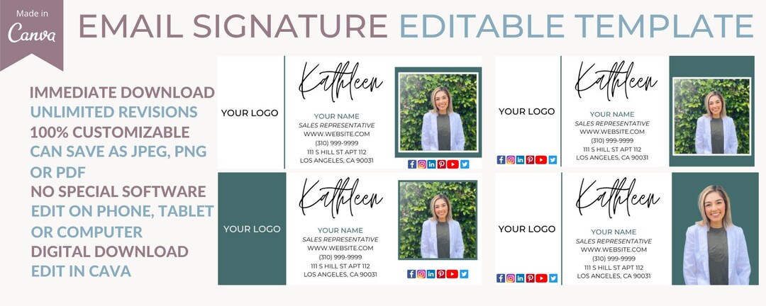 Email Signature Editable Template BUNDLE - Etsy
