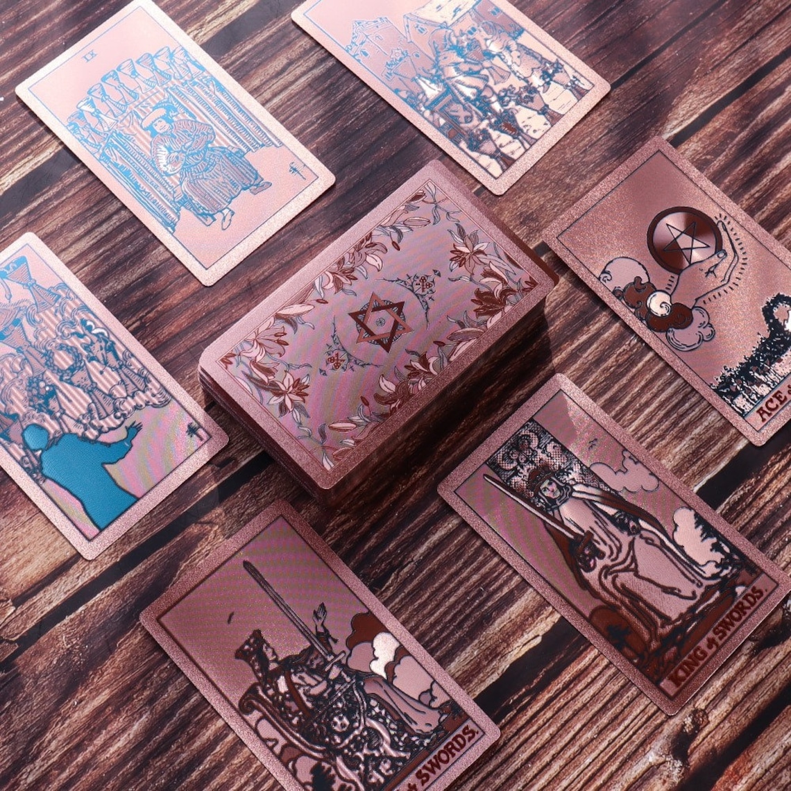 Rose Gold Holographic Tarot Cards Color Oracle Deck | Etsy