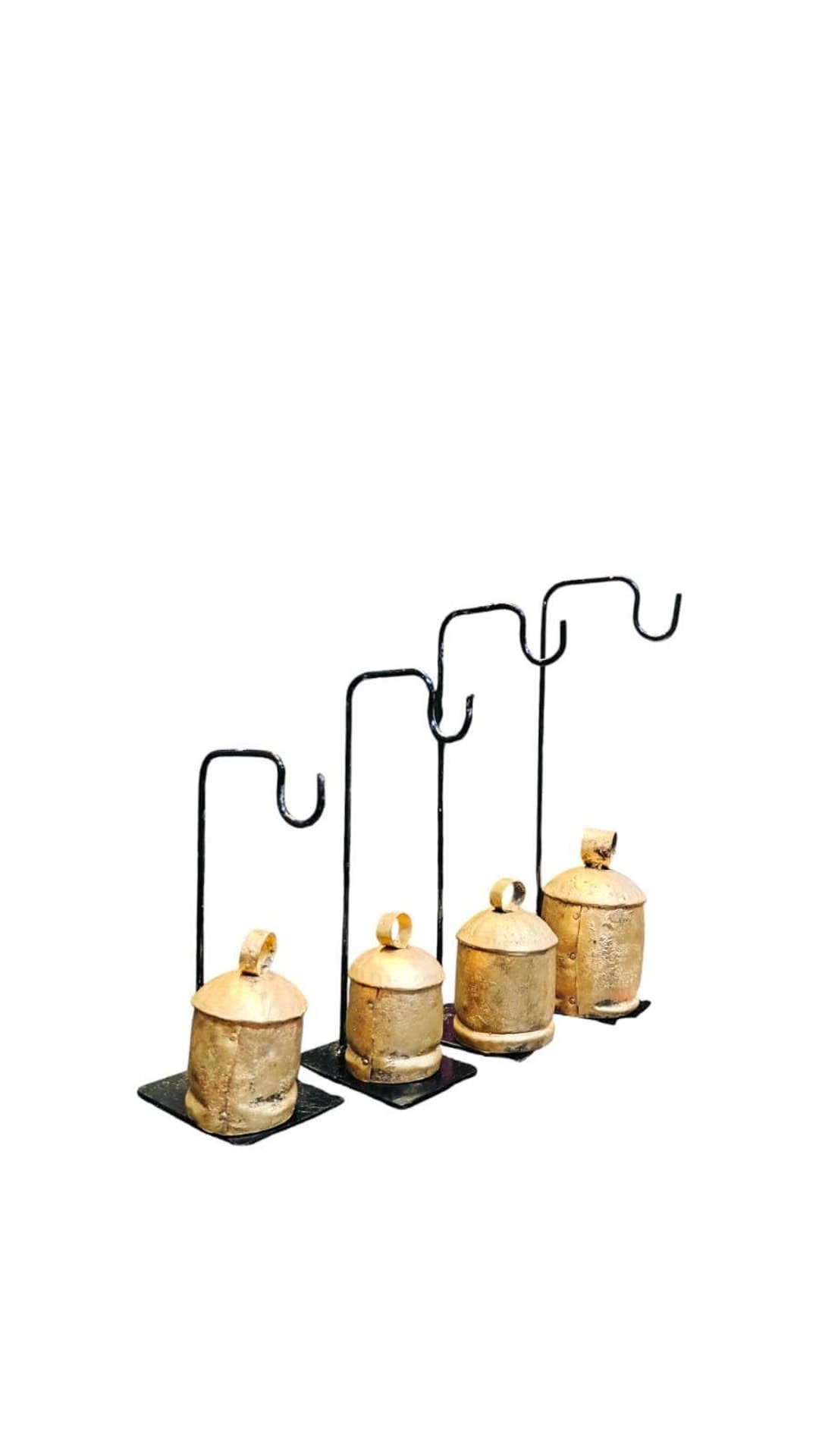 Set of 4 Cow Bells With Hanging Stand Harmony Cow Bell Huge Vintage ...