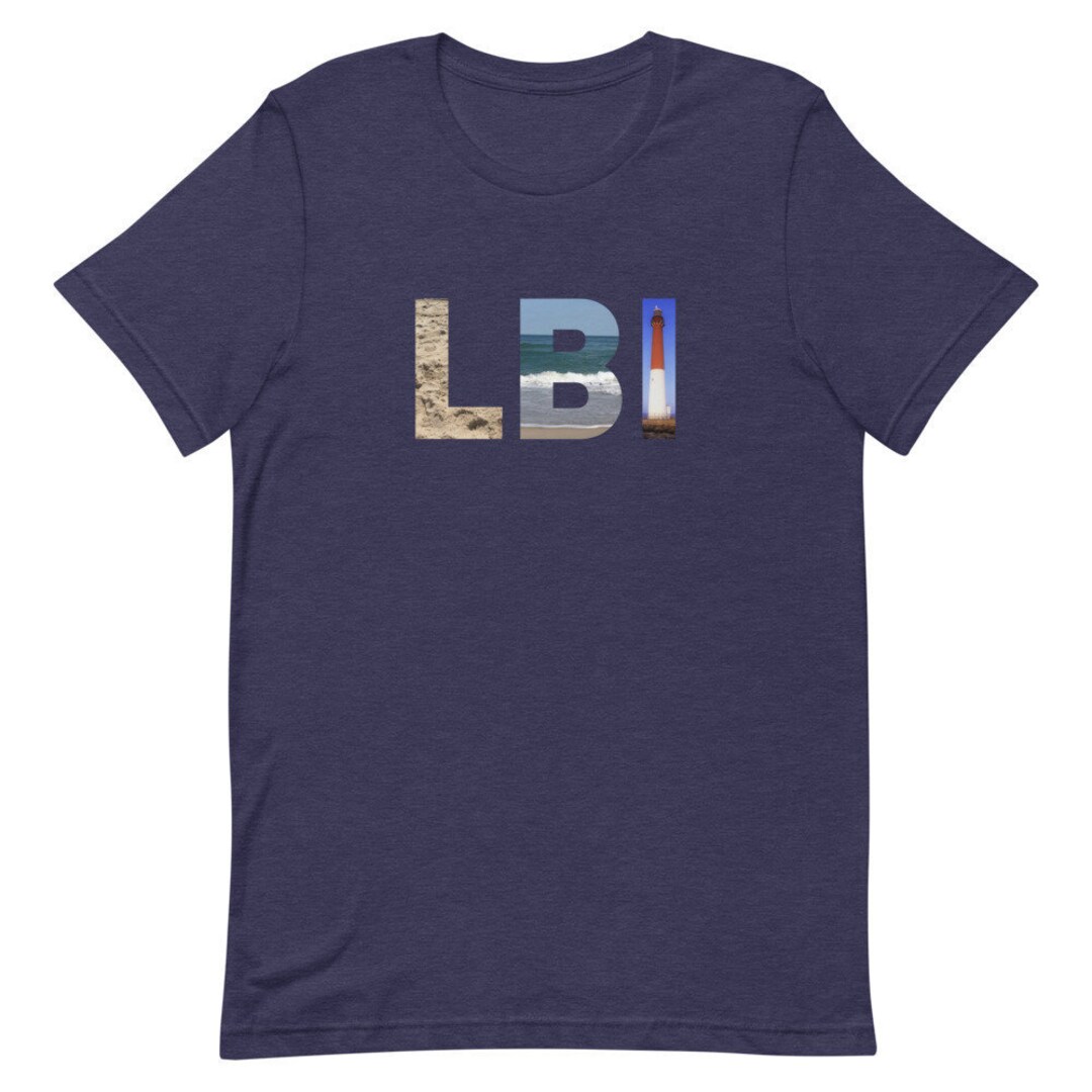 LBI Long Beach Island T-shirt With Beach, Ocean, and Lighthouse - Etsy
