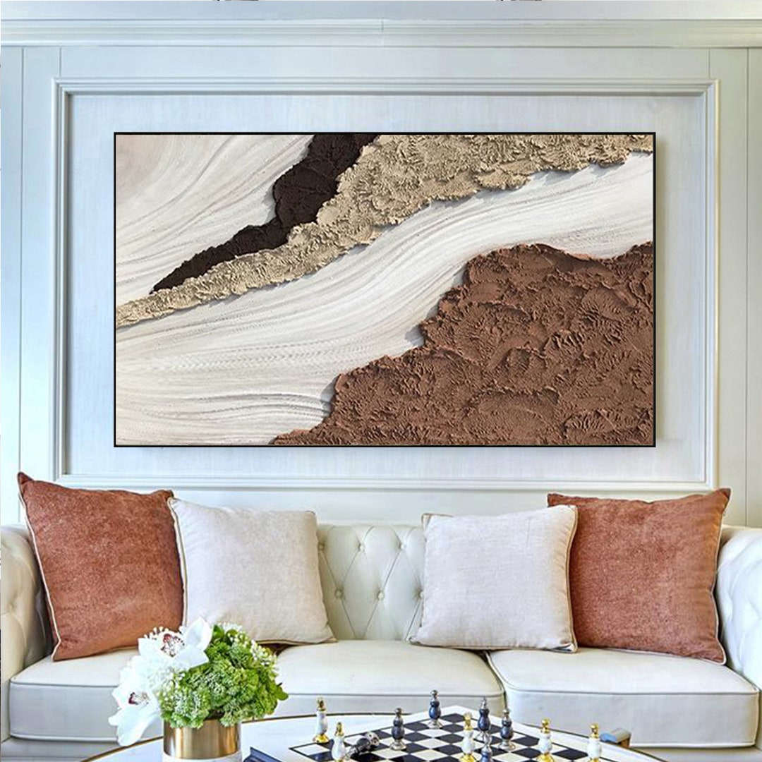 3D Minimalism, Abstract Canvas, Tonal Wave Art, Textured Wall Art, Wabi ...