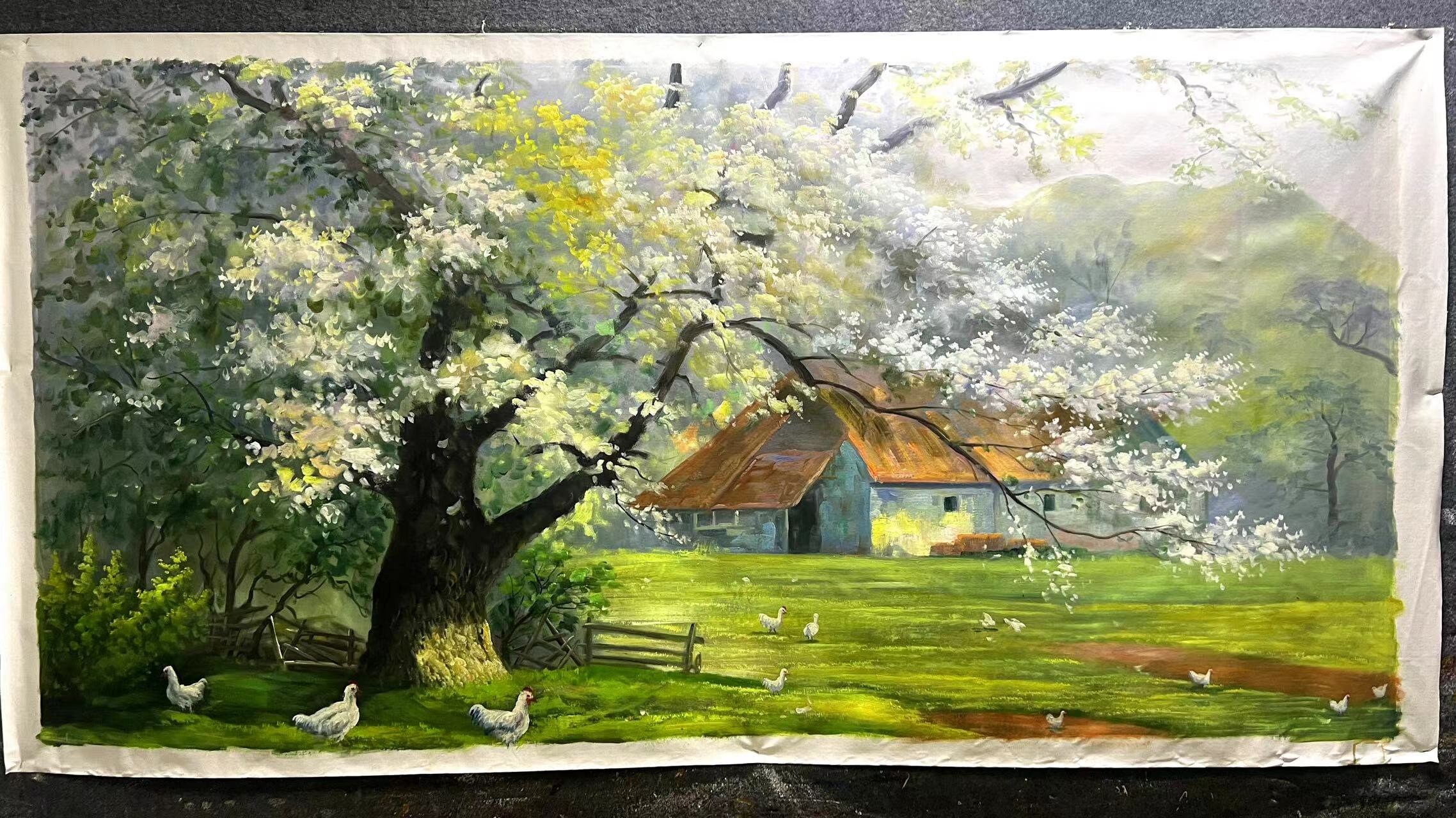 Rural Landscape Oil Painting: Farmhouse Scene, Natural Home Decor - Etsy