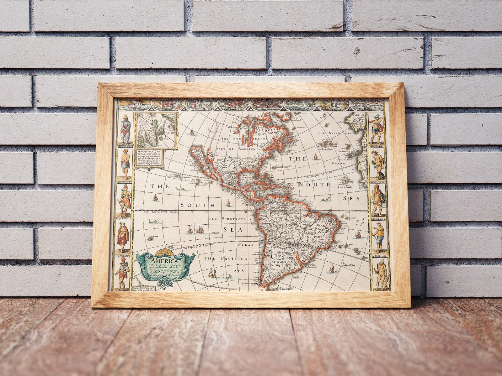 Old America Map by John Speed, Antique Fine Art, Vintage World Map ...