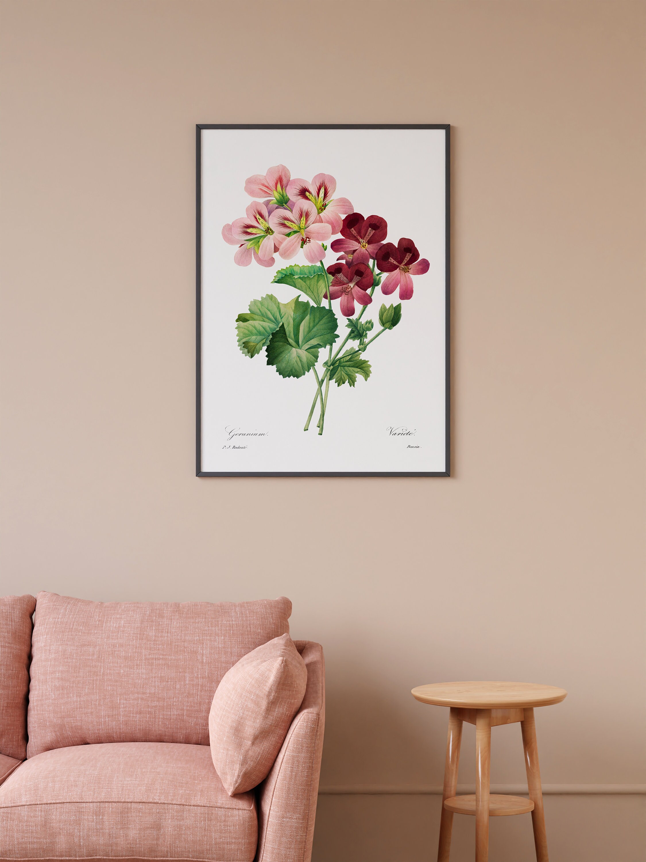 Geranium Flower Print Botanical Wall Art, Vintage Flower Art Print ...