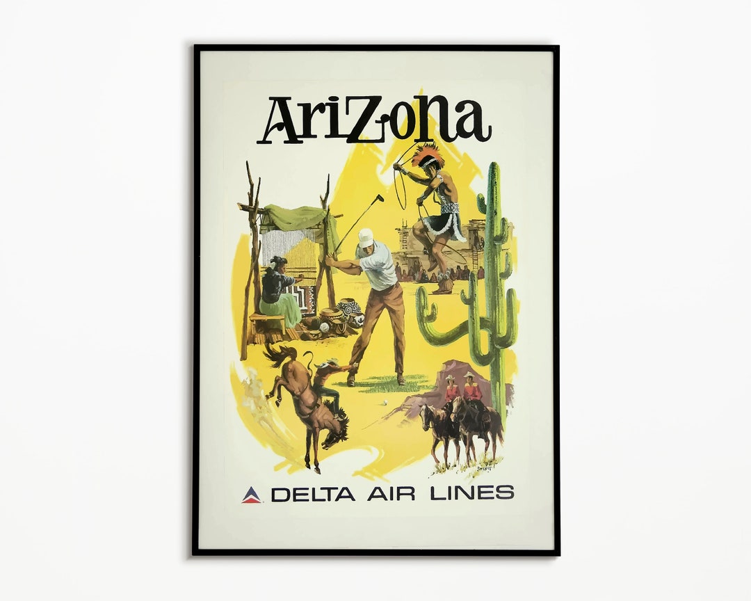 Arizona Travel Print | Vintage Travel Poster, Arizona Retro Poster, USA ...