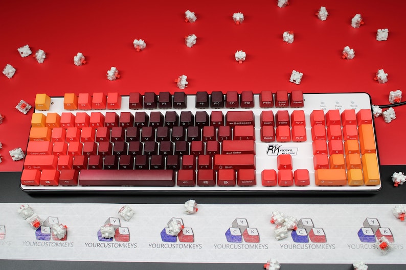 Red Shaded Keycap Set ANSI Keycap Set PBT Double Shot Premium Keycap ...