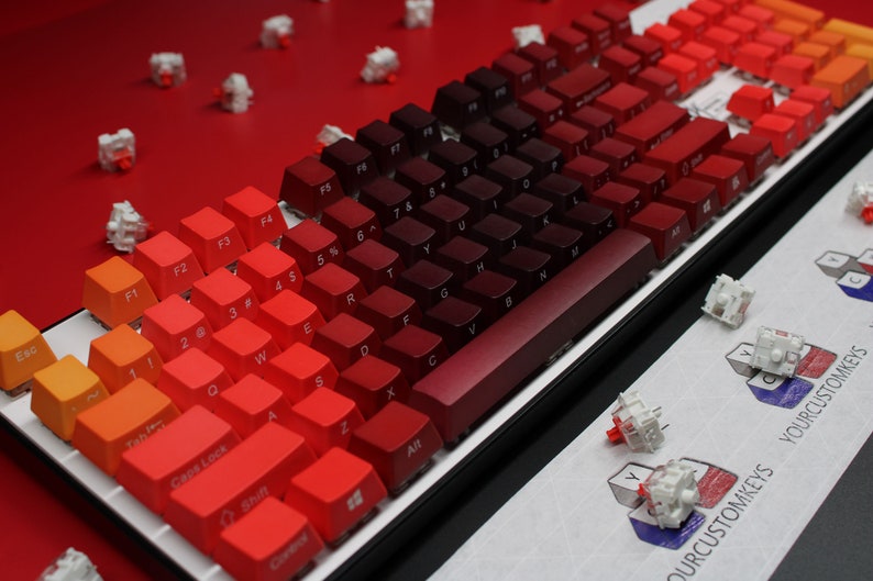 Red Shaded Keycap Set ANSI Keycap Set PBT Double Shot Premium Keycap ...