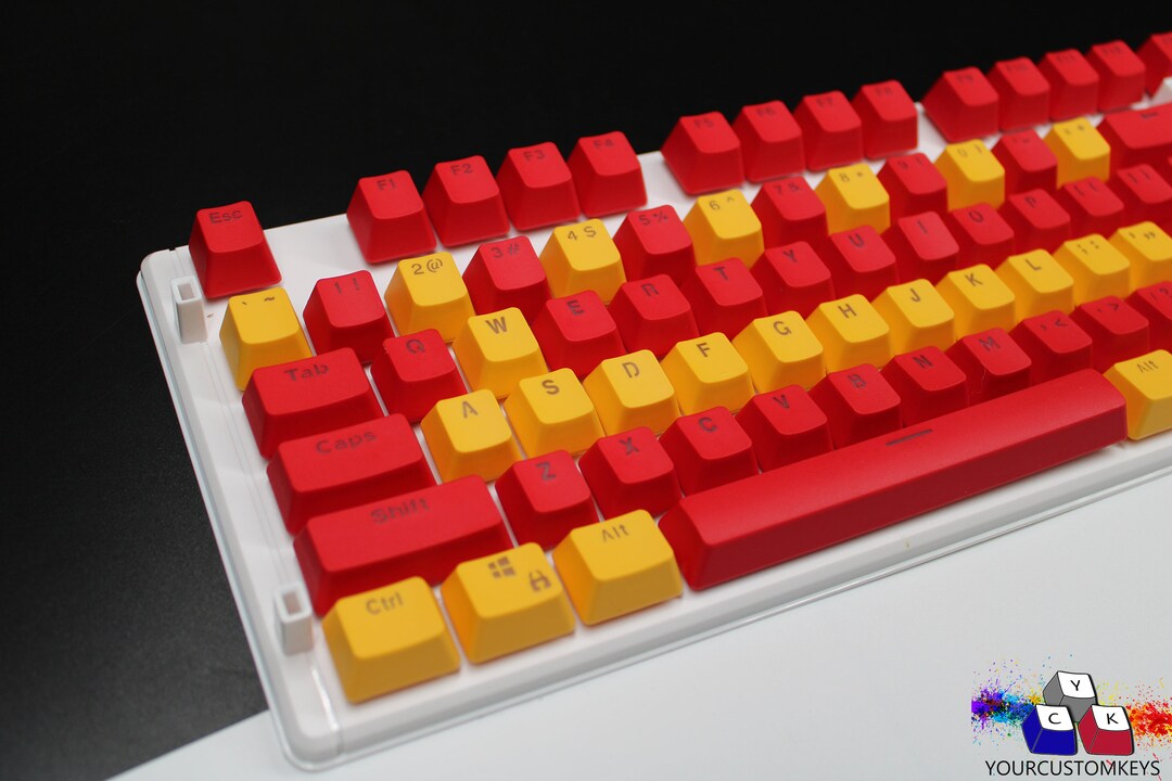 Red and Yellow Mix Keycaps ANSI Keycap Set PBT Double Shot Premium ...