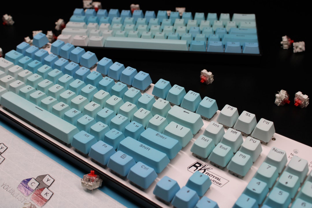 Blue Faded Premium Keycap Set ANSI Keycap Set PBT Double Shot Premium ...