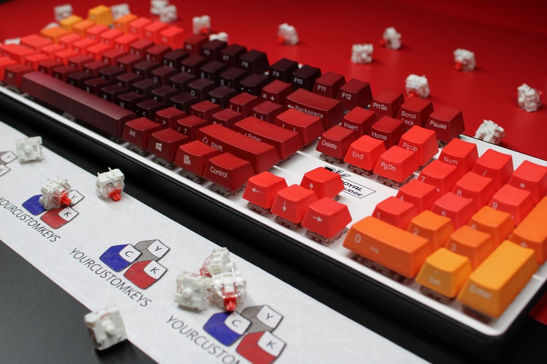 Red Shaded Keycap Set ANSI Keycap Set PBT Double Shot Premium Keycap ...