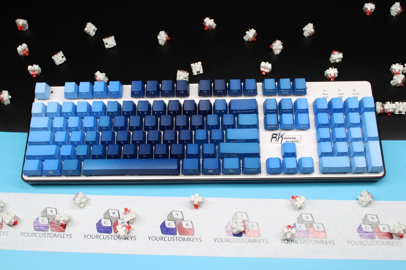 Dark Blue Shaded Keycap Set ANSI Keycap Set PBT Double Shot Premium ...
