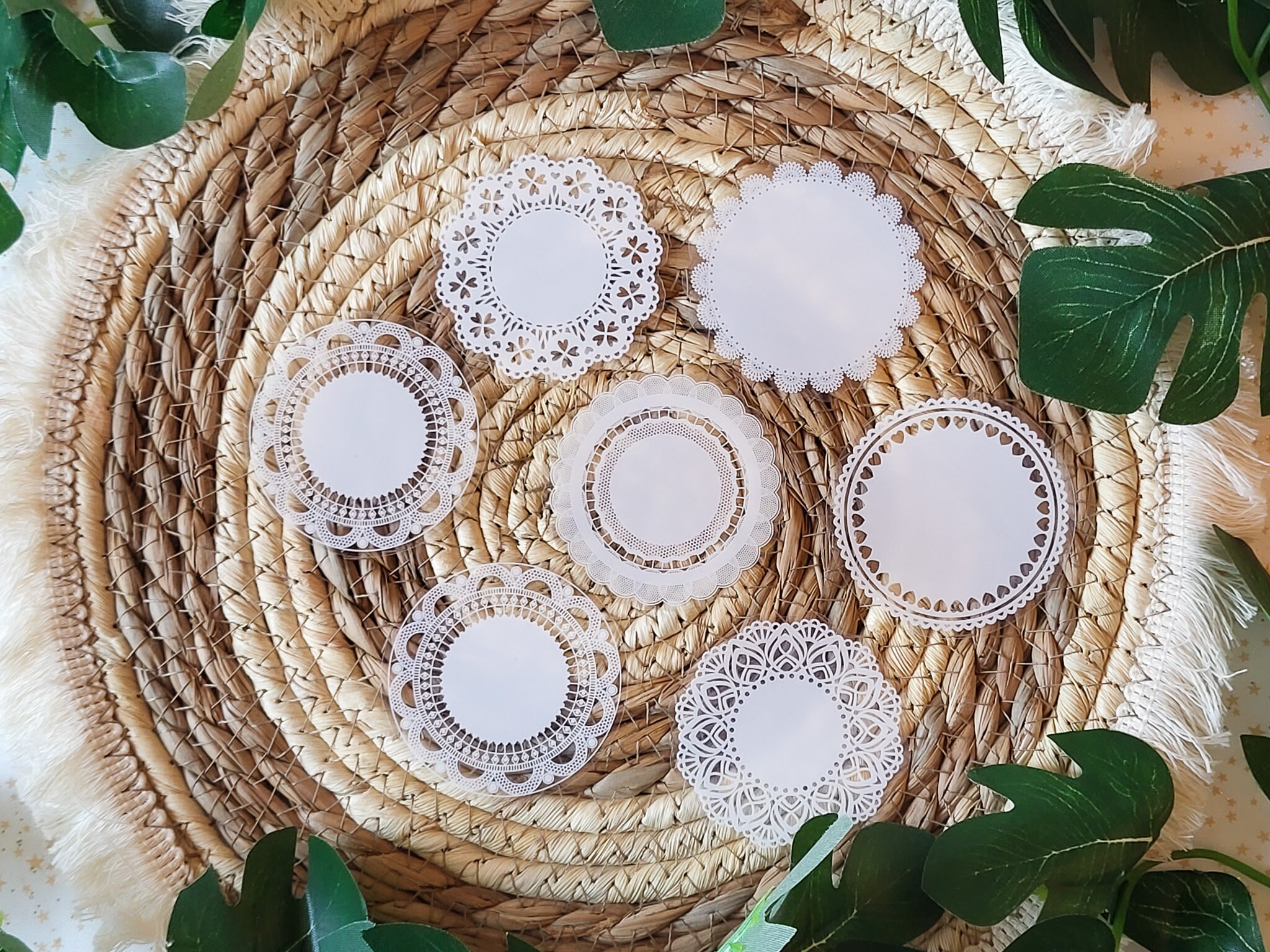 30 Pc Sticker Set,romantic White Lace Stickers,decorative Lace Sticker ...