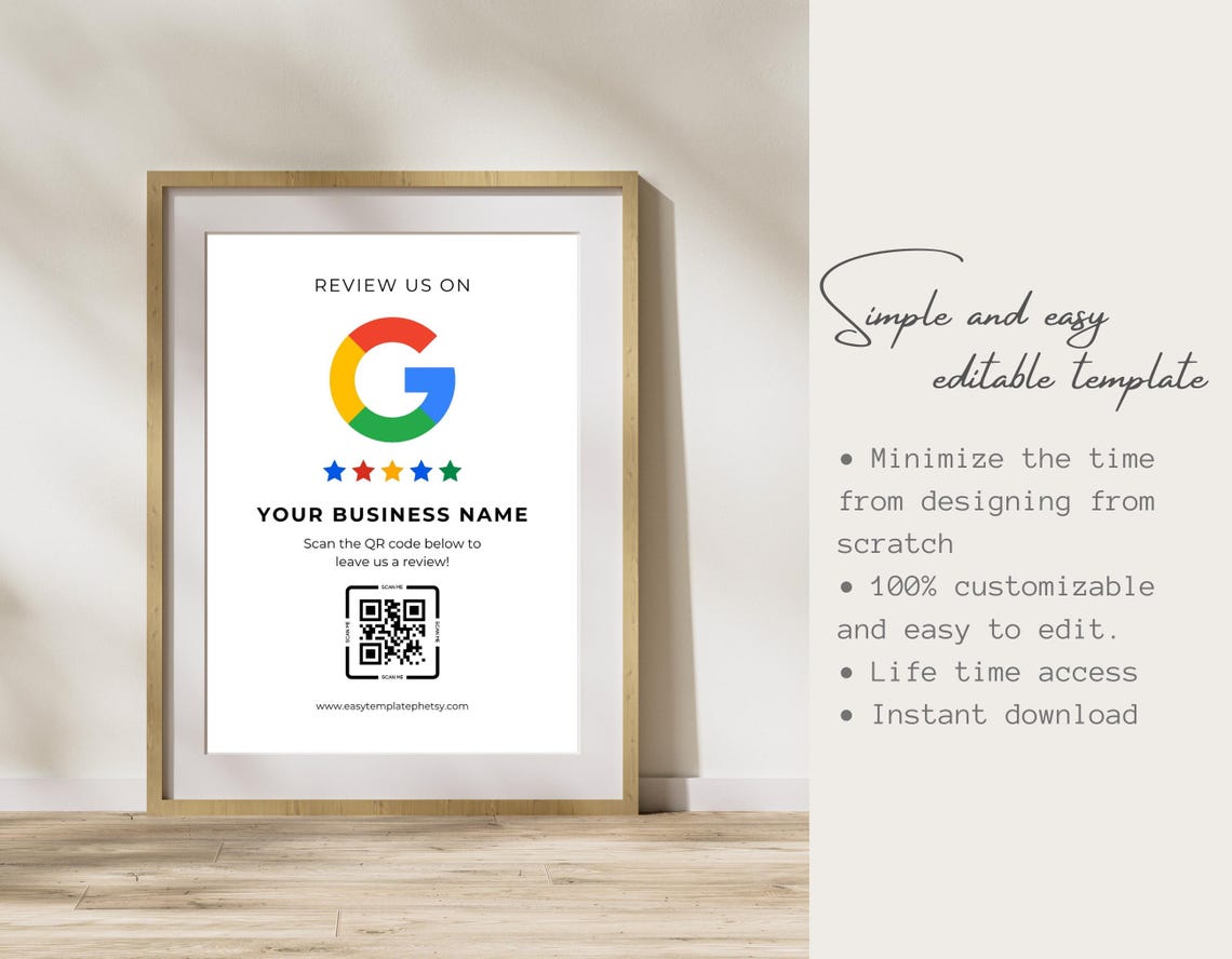 Google Review Sign, Review Card Template, Leave Us a Review, Qr Code ...