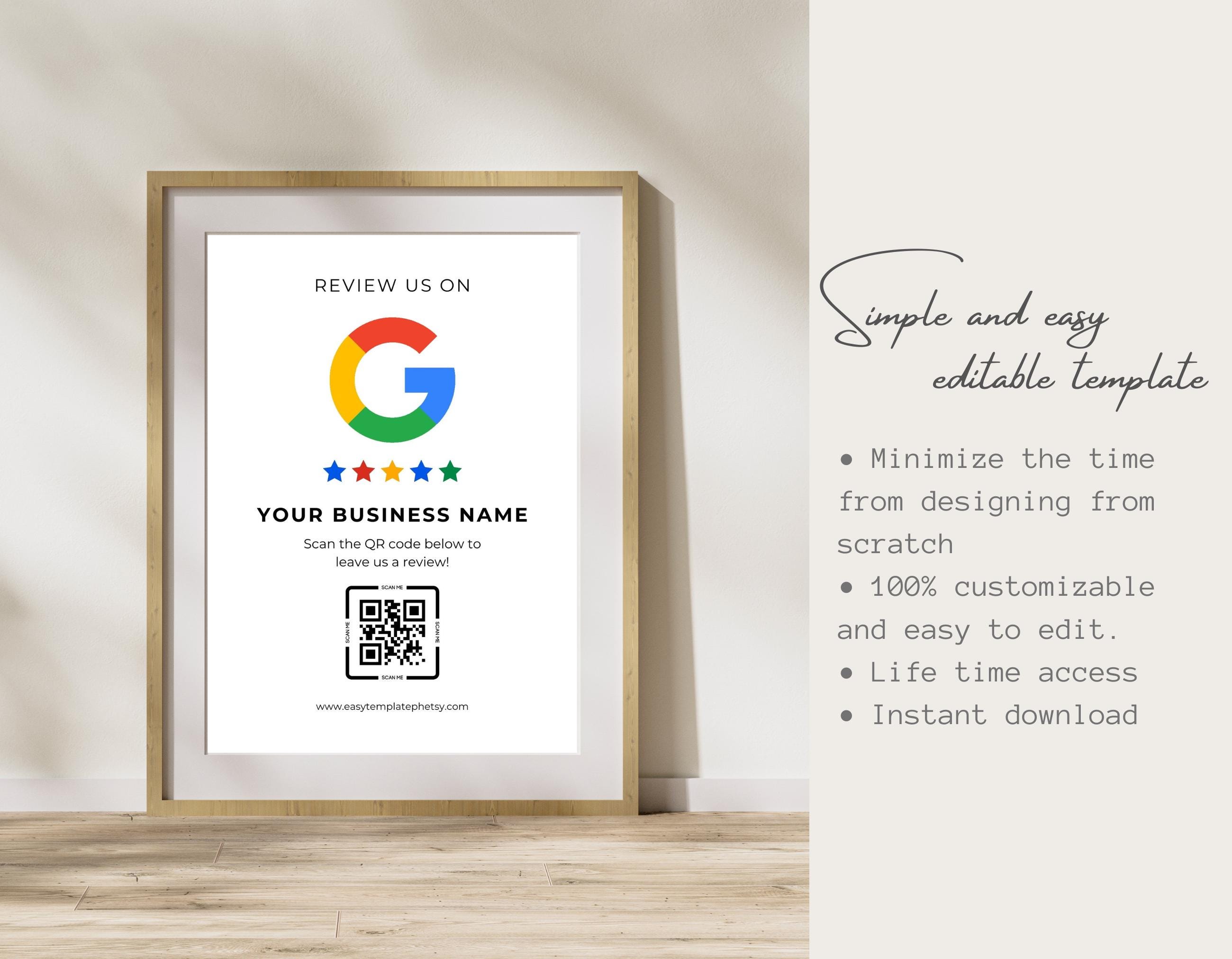 Google Review Sign, Review Card Template, Leave Us a Review, Qr Code ...