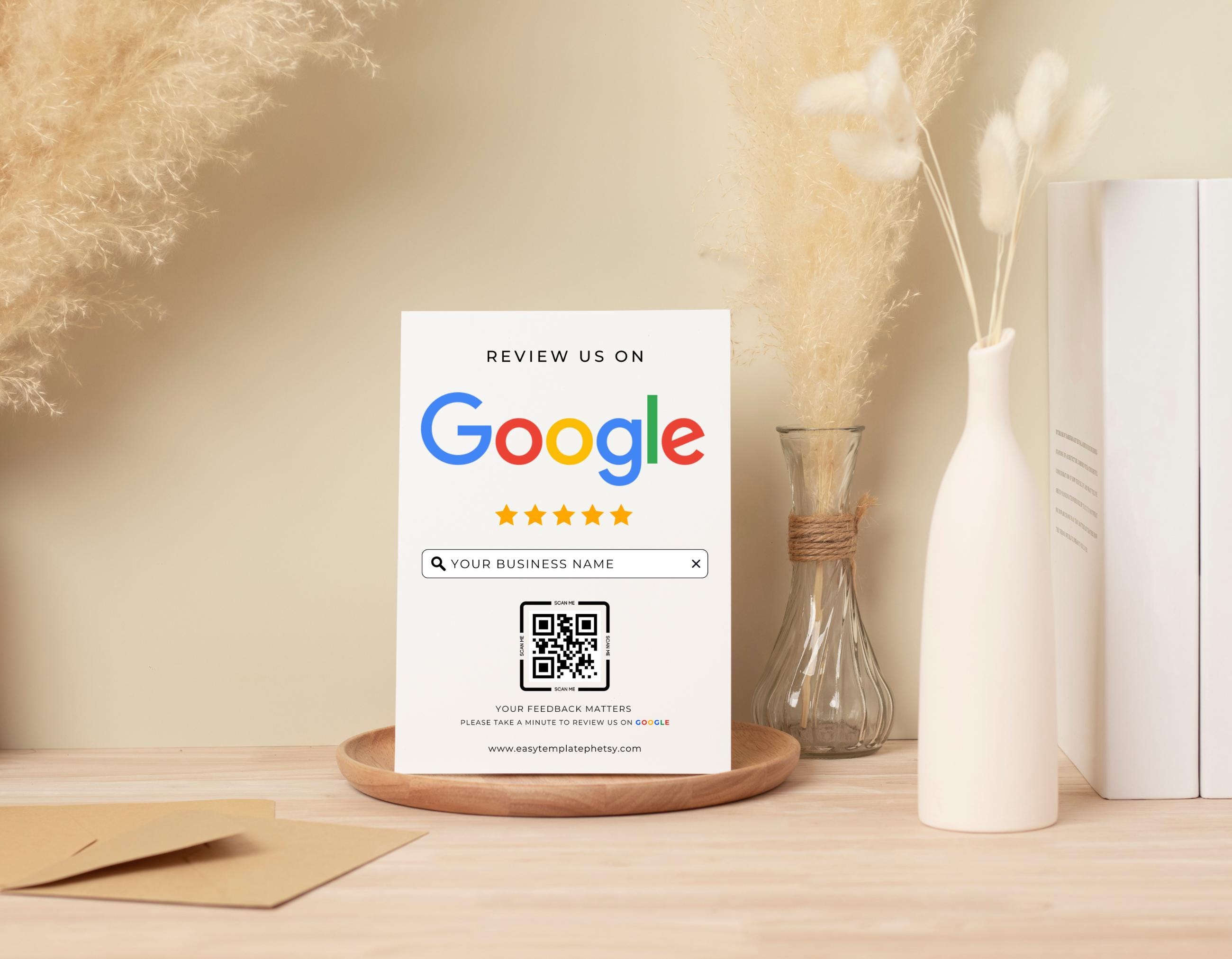 Leave Us a Review, Google Review Sign, Review Card Template, Qr Code ...
