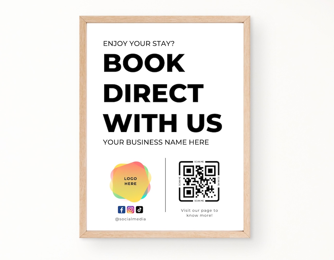 Book Direct With Us Sign Vacation Rental Direct Booking Sign Book ...