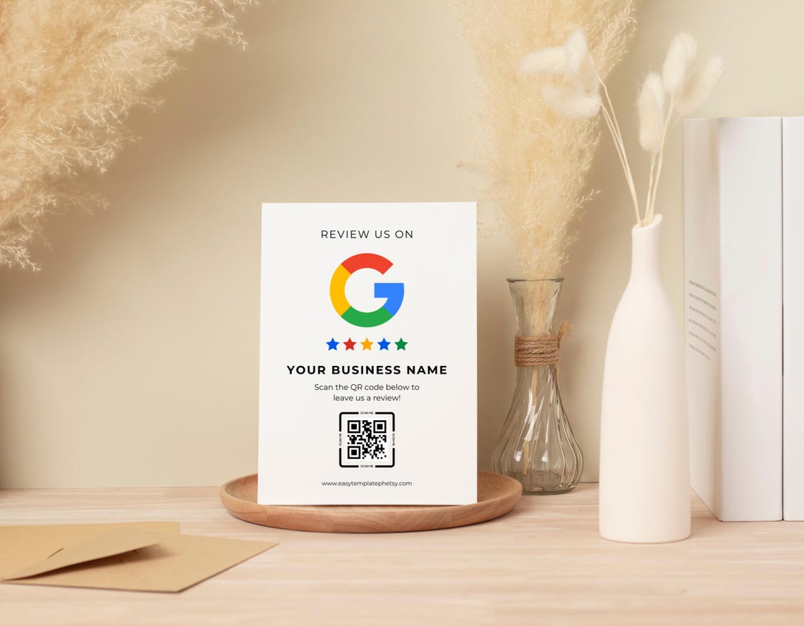 Google Review Sign, Review Card Template, Leave Us a Review, Qr Code ...