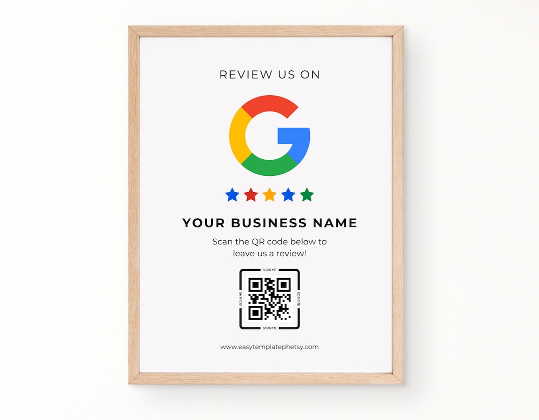 Google Review Sign, Review Card Template, Leave Us a Review, Qr Code ...
