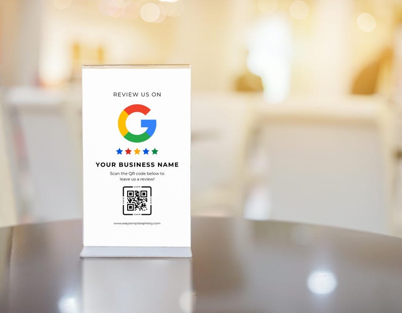 Google Review Sign, Review Card Template, Leave Us a Review, Qr Code ...