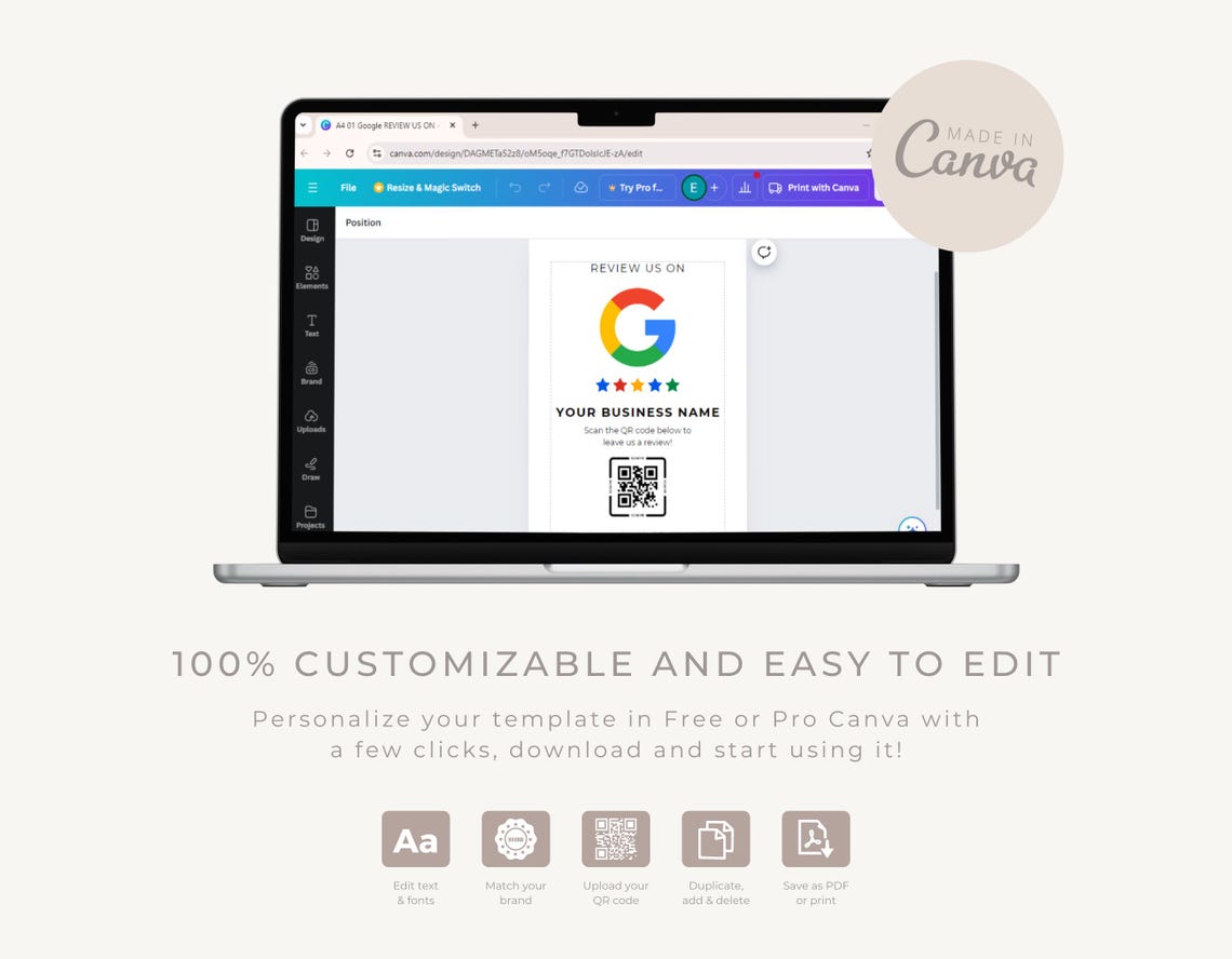 Google Review Sign, Review Card Template, Leave Us a Review, Qr Code ...