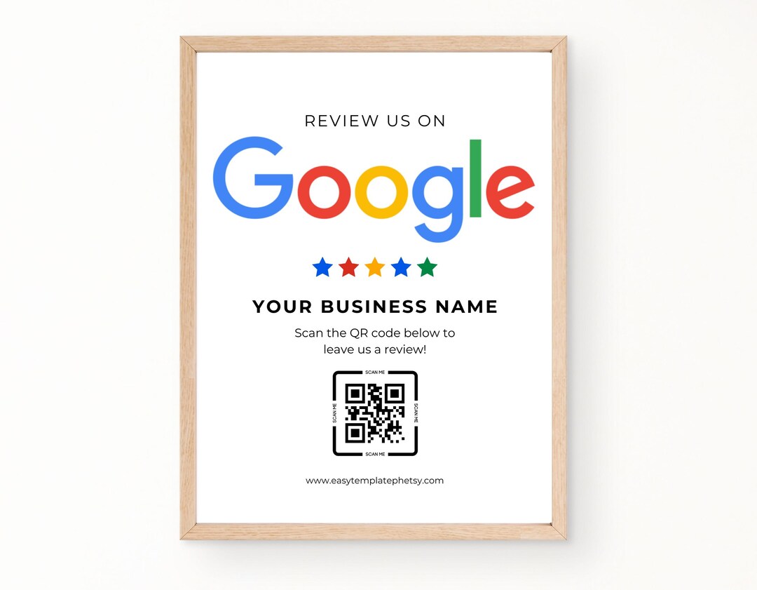 Google Review Sign, Review Card Template, Leave Us a Review, Qr Code ...